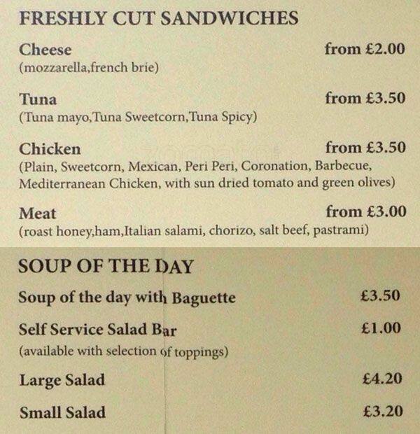 Menu at Portland Club, London