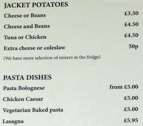 Menu at Portland Club, London