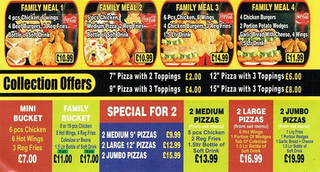 Menu at Chunky Chicken pizzeria, London, 70 Longbridge Rd