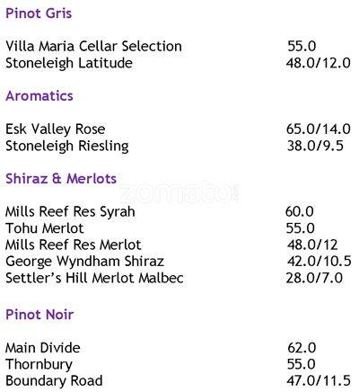 Menu at The Quad Kitchen & Bar, Auckland