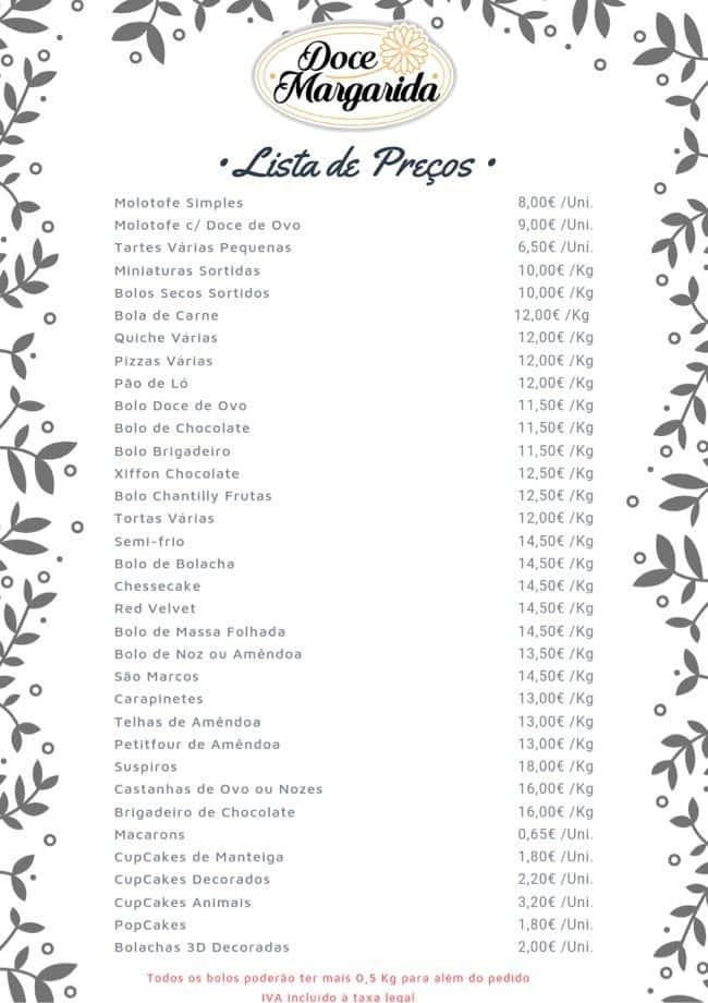 Menu em Pastelaria Doce Margarida café, Santo António dos Cavaleiros