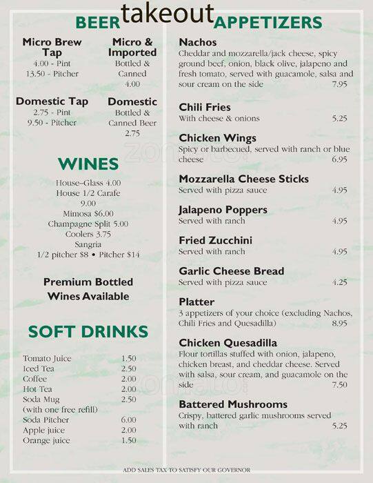 Menu at Cloverleaf pizzeria, Tacoma