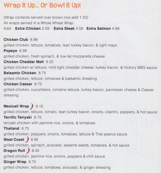 Menu at Ripe Juice Bar & Grill, New York City, 70-13 Austin St