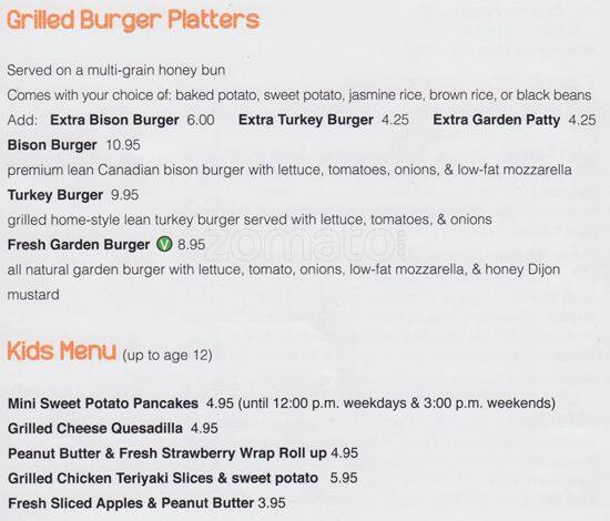 Menu at Ripe Juice Bar & Grill, New York City, 70-13 Austin St