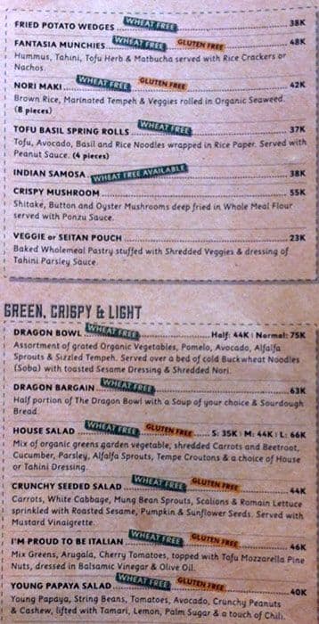 Menu at WARUNG YASA’S restaurant, Kuta