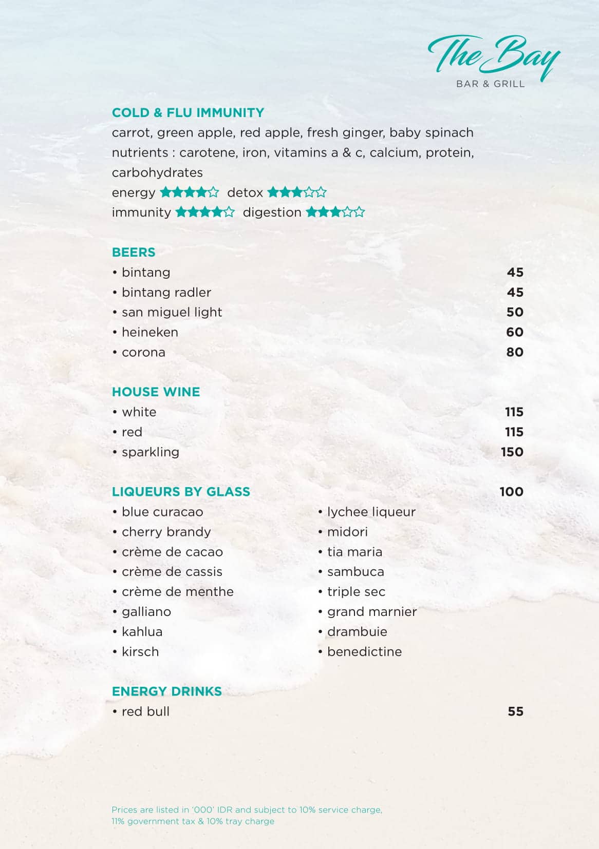 Menu at The Bay Bar and Grill - Karma Jimbaran, Jimbaran