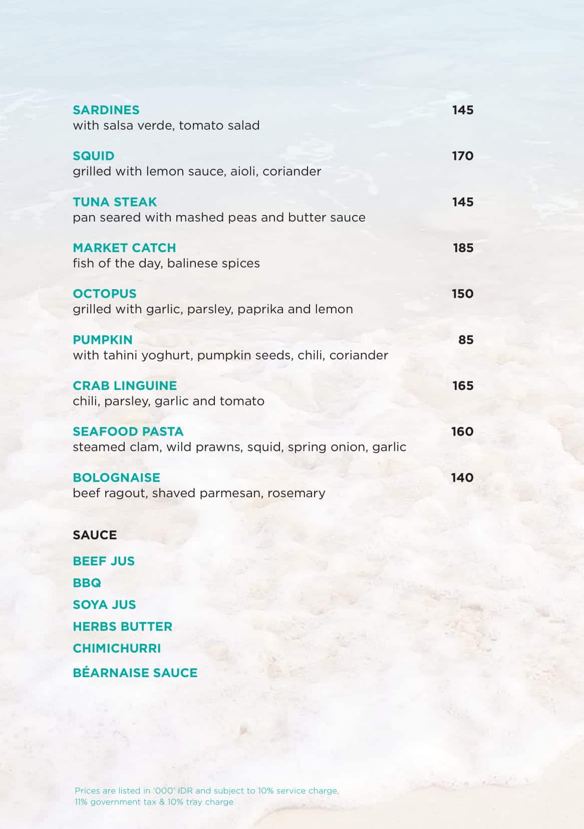 Menu at The Bay Bar and Grill - Karma Jimbaran, Jimbaran