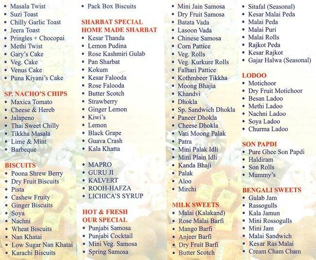 Menu at Annapurna Farsan Mart, Mumbai, Shop 3