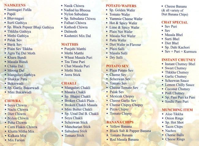 Menu at Annapurna Farsan Mart, Mumbai, Shop 3
