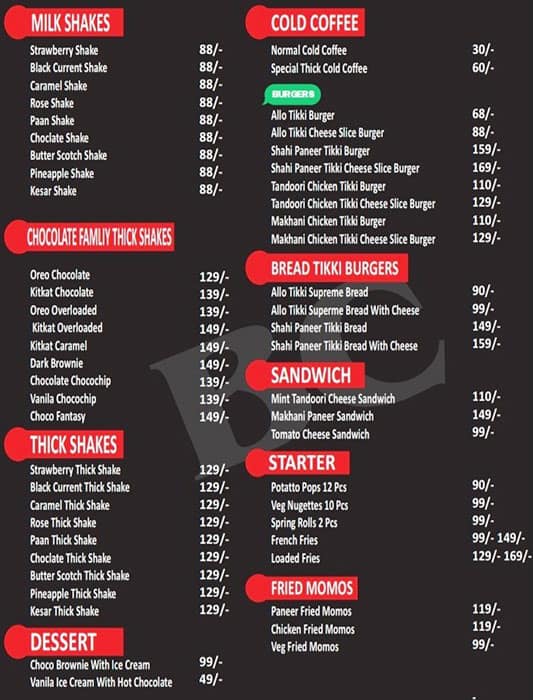 Menu at Black Cafe, Gurugram