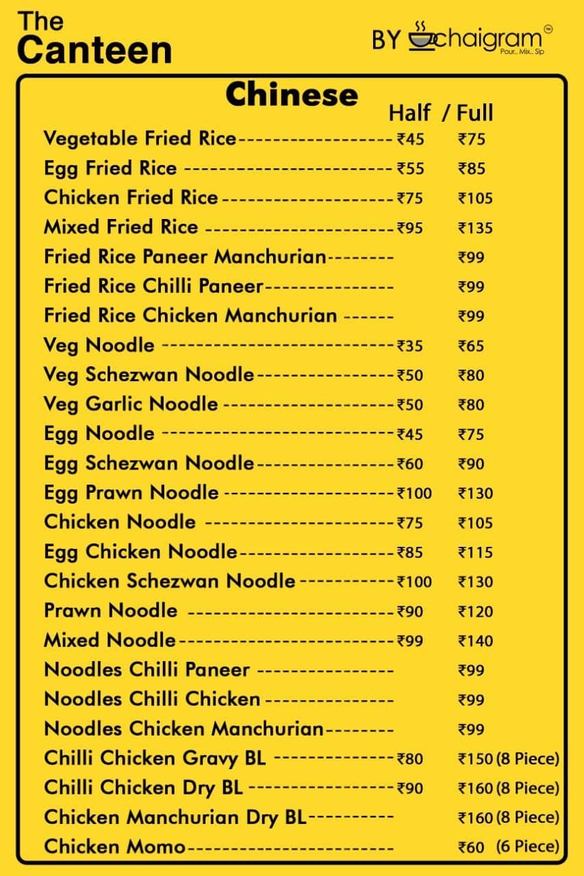 Menu at THE CANTEEN BY CHAIGRAM, Kolkata