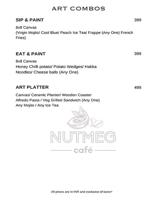 Menu of Nutmeg Cafe, Vaishali Nagar, Jaipur