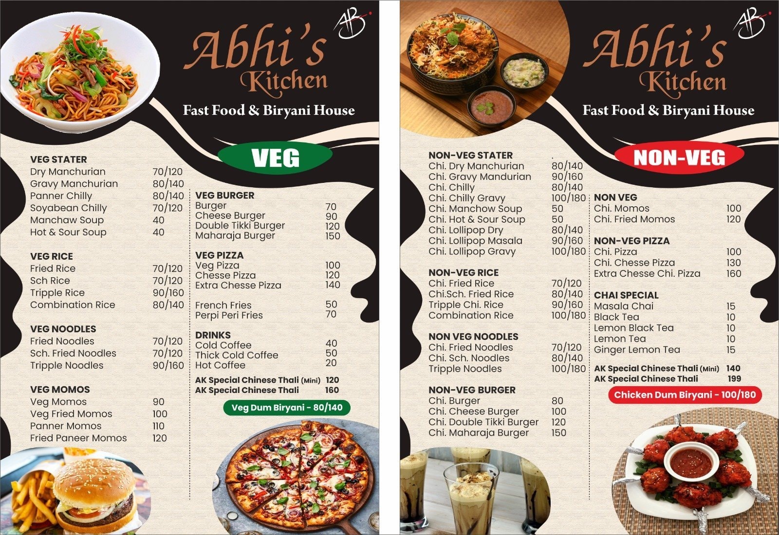 Menu of Abhi’s Kitchen - Fast Food And Biryani House, Expressway, Pune