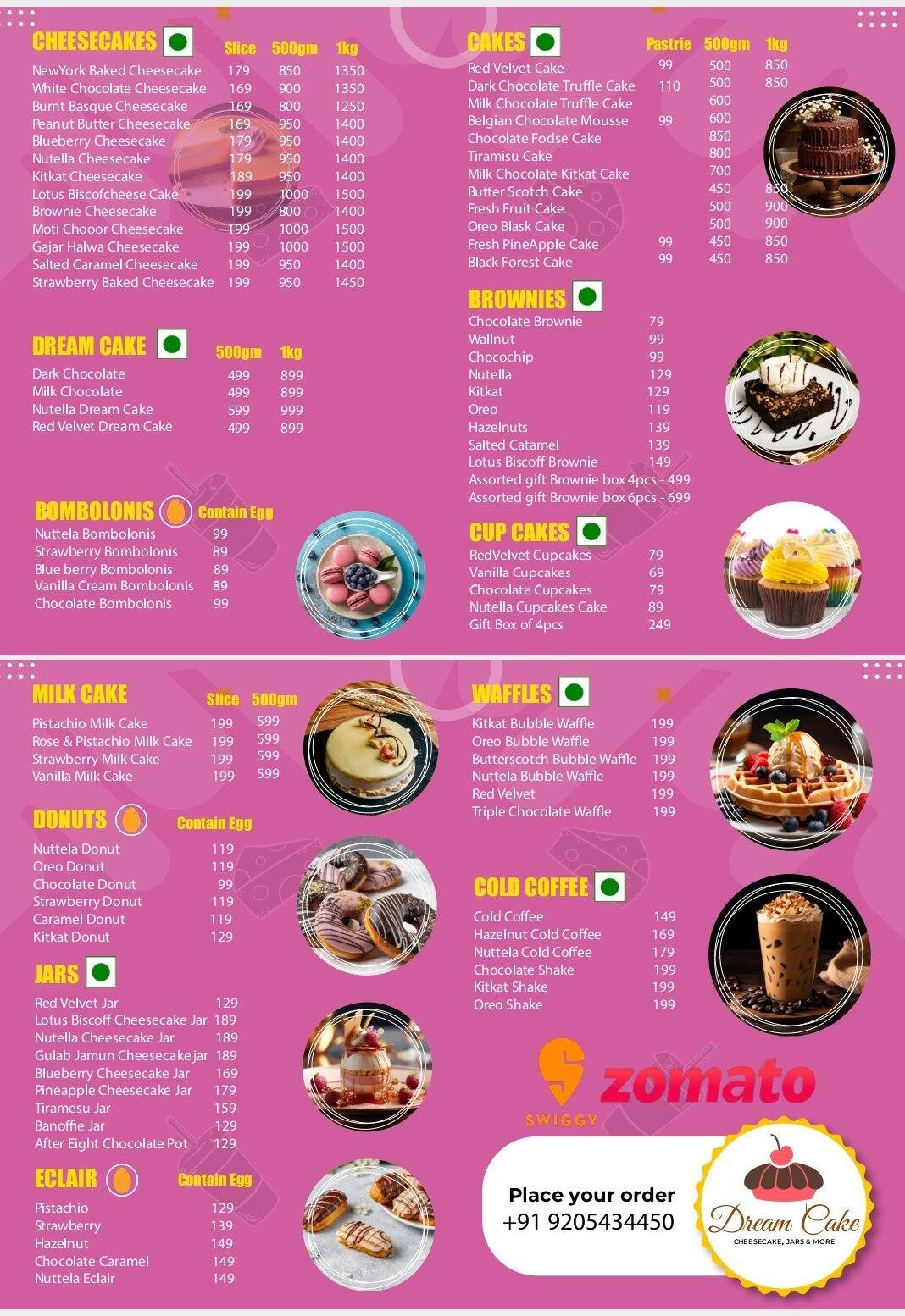Menu of Dream Cake, Sector 37, Faridabad