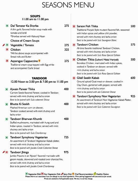 Menu of Seasons - Radisson Blu, Peelamedu, Coimbatore