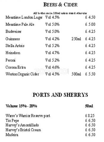 Menu at The Cavendish London, London