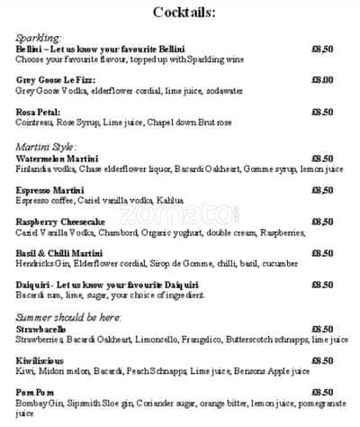 Menu at The Cavendish London, London