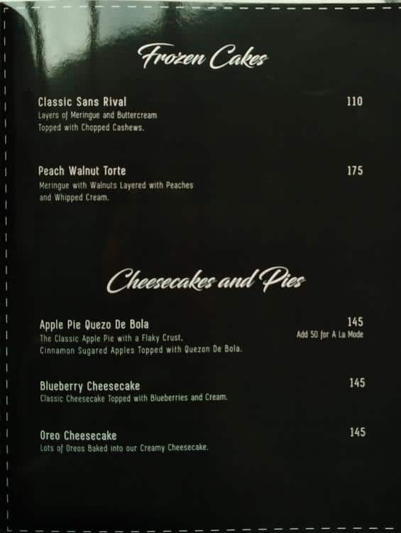 Menu at NIC'S cafe, Makati, Park Terraces Palm Drive
