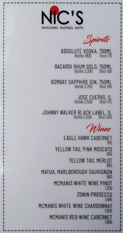 Menu at NIC'S cafe, Makati, Park Terraces Palm Drive
