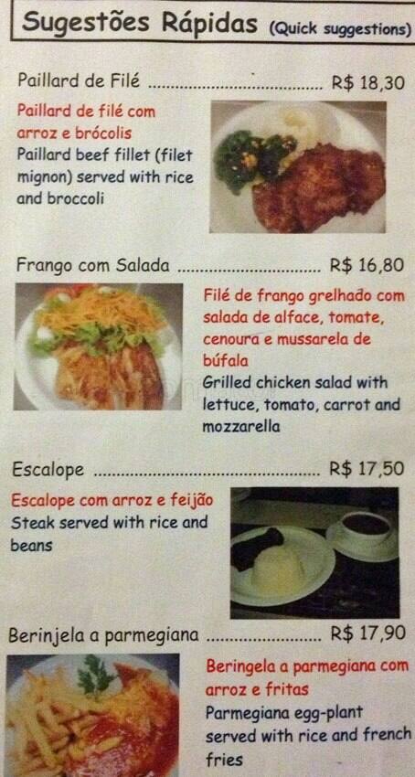 Menu em Bar Ponto Final, São Paulo, Rua Diana