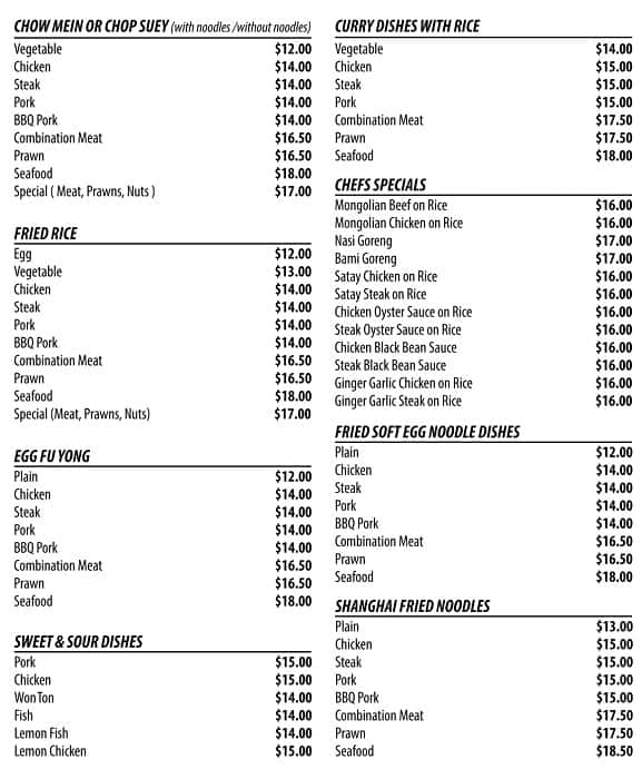 Menu at Golden Fork Takeaway fast food, Auckland