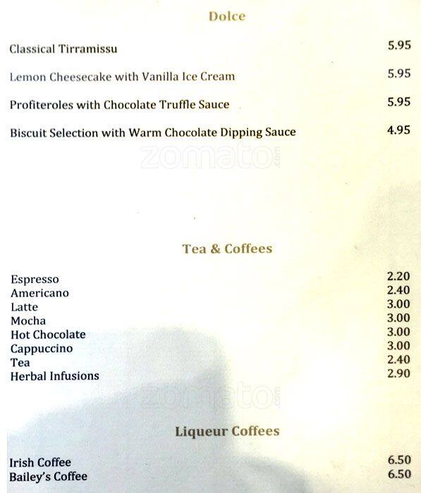 Menu at Al Pacino's pub & bar, Dublin