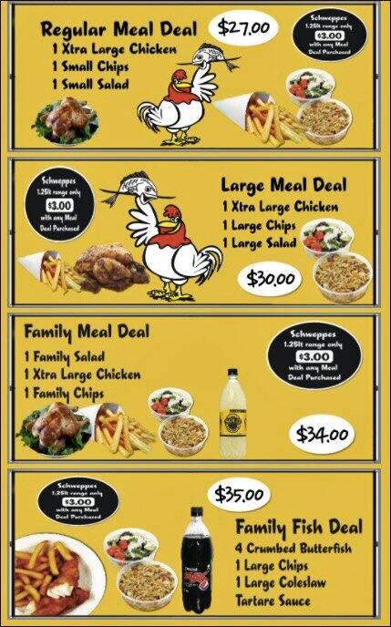 Menu at The Golden Wishbone fast food, Mitchell Park