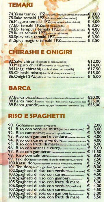 Menu da Tin House ristorante, Roma, Via Leonina
