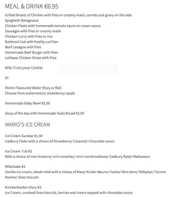 Menu at The Martello pub & bar, Bray