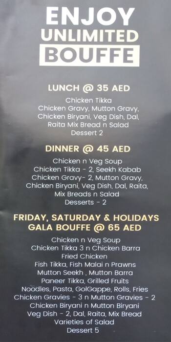 Menu at The Aligarh Chef, Dubai