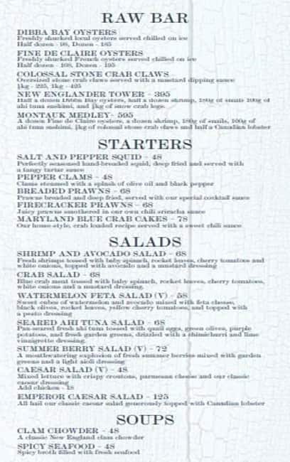 Menu at Aprons & Hammers restaurant, Dubai, The Beach Jumeirah Beach ...