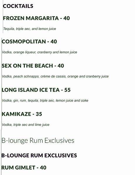 The B-Lounge Menu, Menu for The B-Lounge, Al Markaziya, Abu Dhabi - Zomato