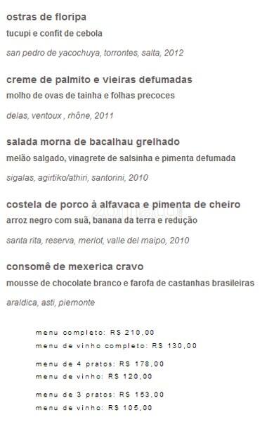 Menu em Aquavit restaurante, Brasília, Conj. 1