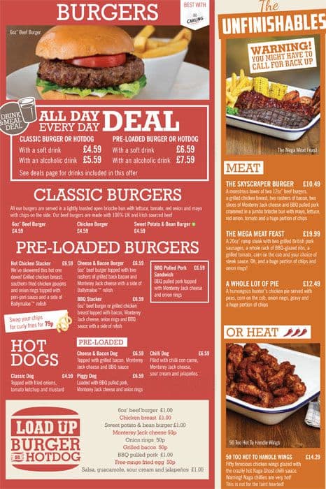 Menu at The Horse Shoe pub & bar, Glasgow