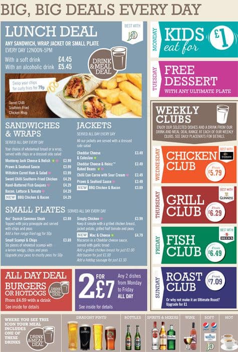 Menu at The Horse Shoe pub & bar, Glasgow