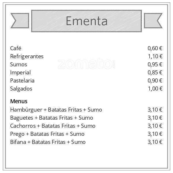 Menu at Café Mira Escola, Amadora