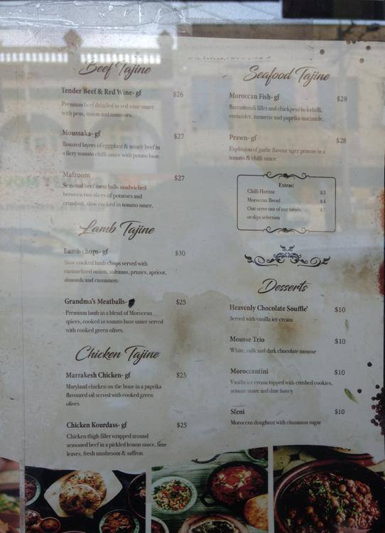 Menu at Moroccan Feast restaurant, Randwick