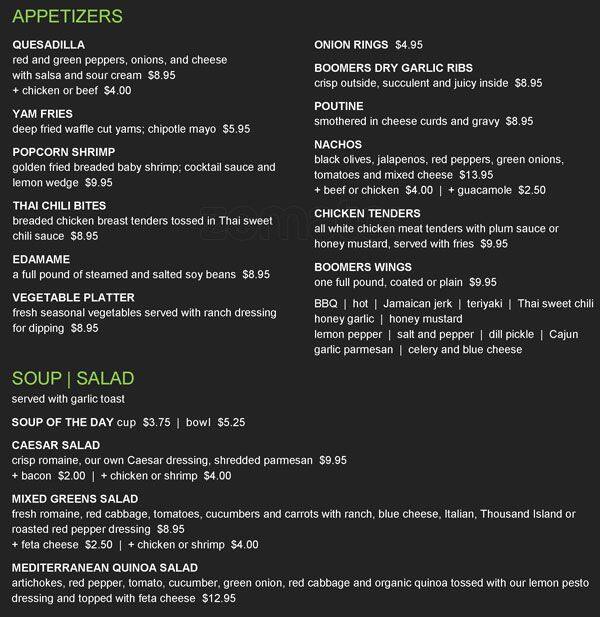 Menu at Boomers Bar & Grill - Coquitlam, Coquitlam