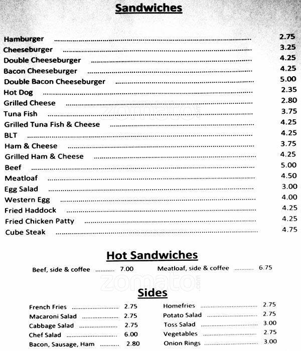 Menu at Harris Diner, Owego