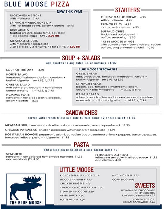 Menu at Blue Moose Pizza pizzeria, Vail