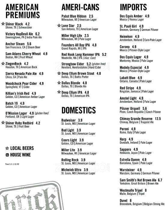 Menu at Brick House Tavern + Tap pub & bar, Grapevine, 700 W State Hwy 114