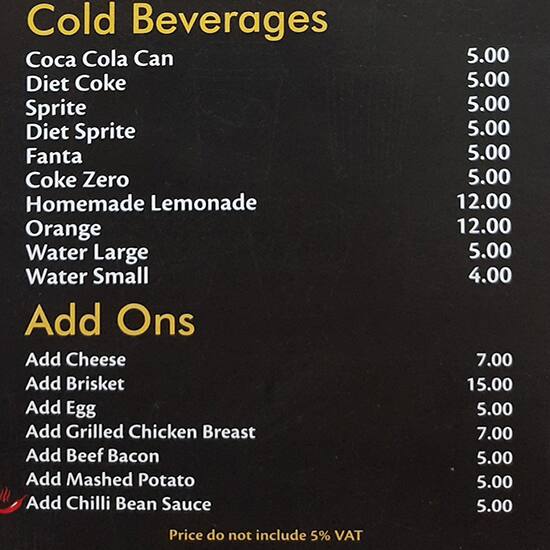 Menu at Drive Thru restaurant, Abu Dhabi, Mohammad Bin Zayed City ...