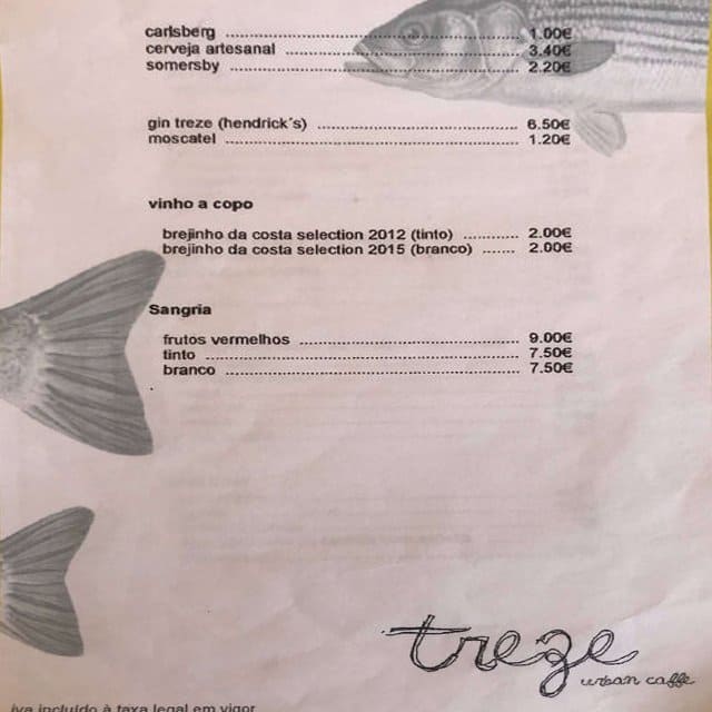 Menu em Treze Urban Caffé, Lisboa