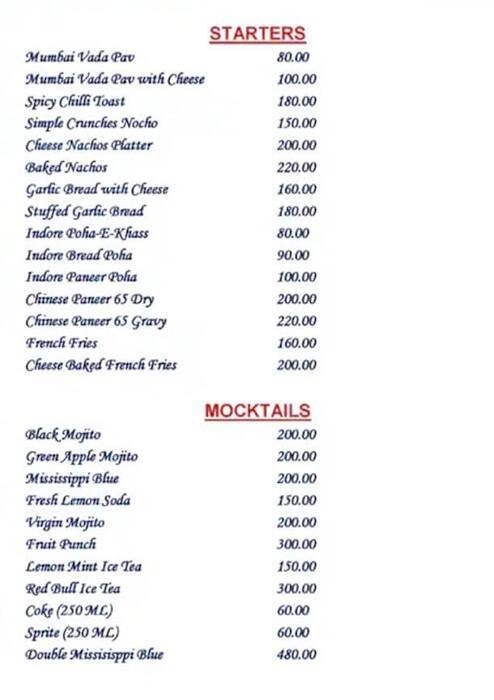 Menu of Mocktails, Jagatpura, Jaipur