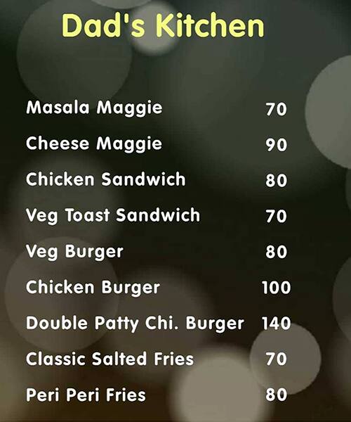 Menu of Dad's Kitchen, Chinchwad, Pune