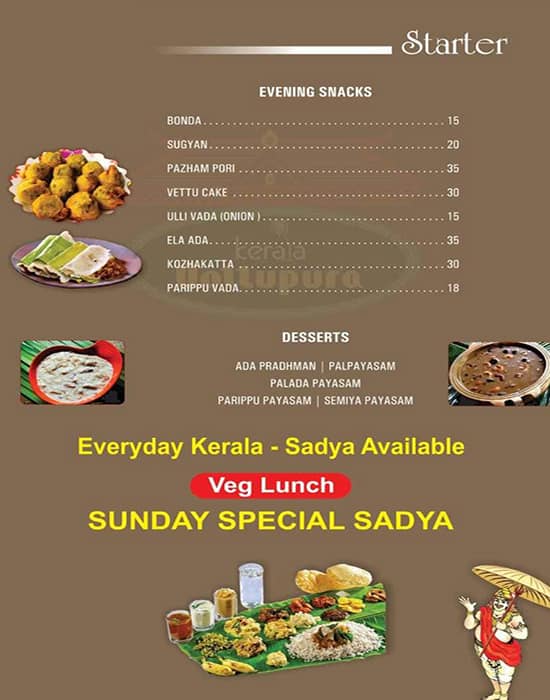 Menu at Kerala Ootupura, Mumbai