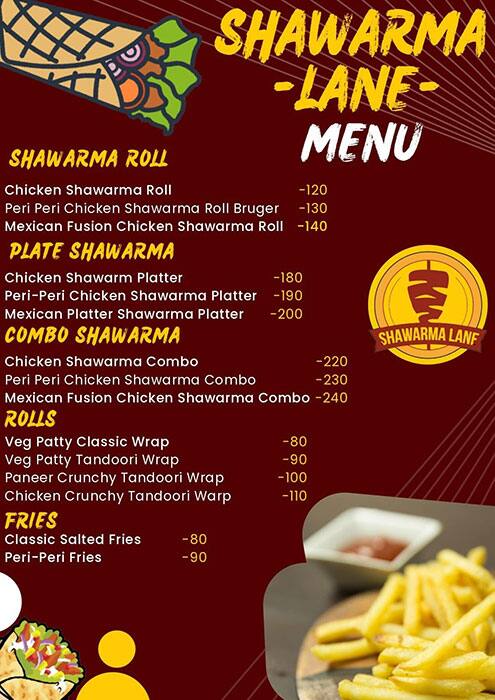 Menu of Shawarma Lane, Bommanahalli, Bangalore