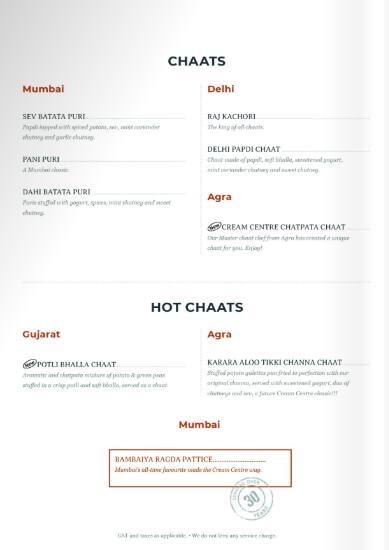 Menu at Cream Centre, Navi Mumbai, Inorbit Mall