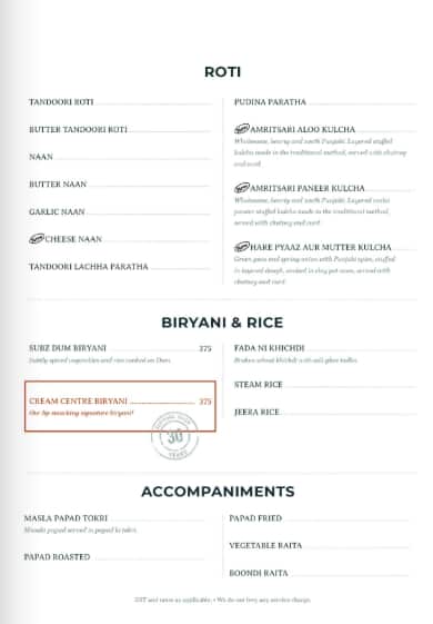 Menu at Cream Centre, Navi Mumbai, Inorbit Mall