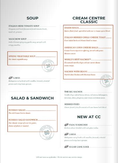 Menu at Cream Centre, Navi Mumbai, Inorbit Mall